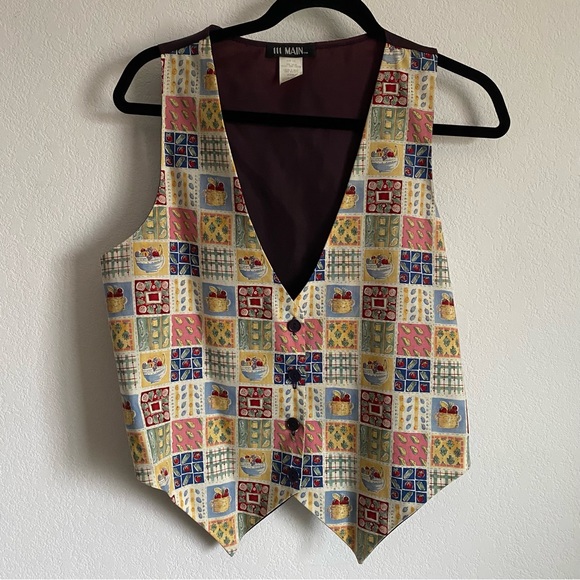 III Main | Jackets & Coats | Iii Main Vest Vtg Food Quilt Novelty Print ...